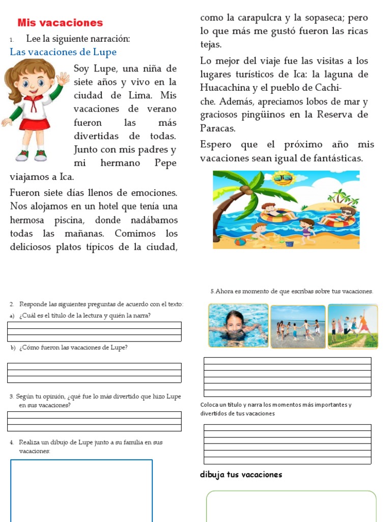 Mis Vacaciones | PDF | Estudios de idiomas extranjeros