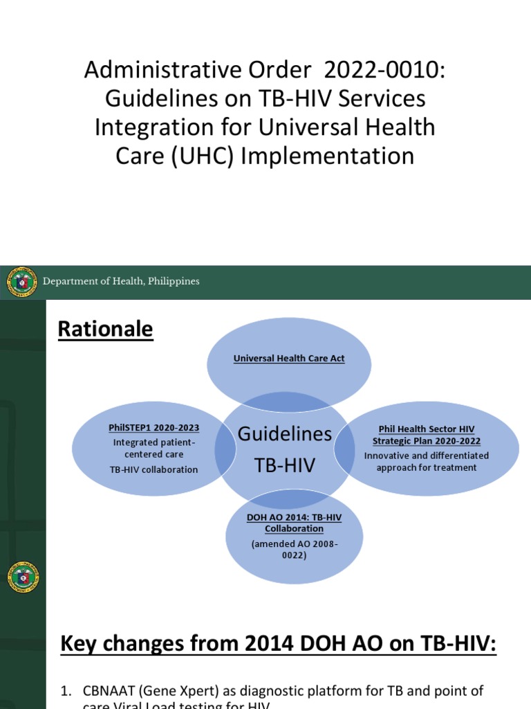 Administrative Order 2022-0010: Guidelines On TB-HIV Services Integration For Universal Health ...