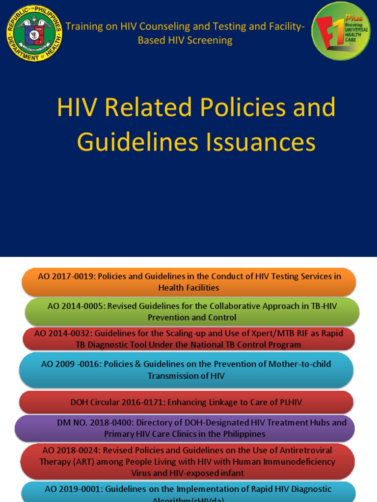 HIV Related Policies and Guidelines Issuances: Training On HIV ...