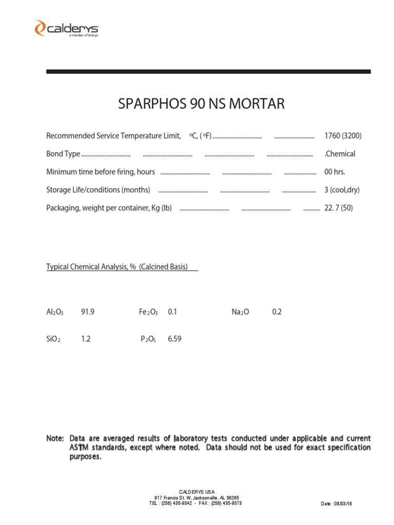 SPARPHOS 90 NS Mortar Specs | PDF