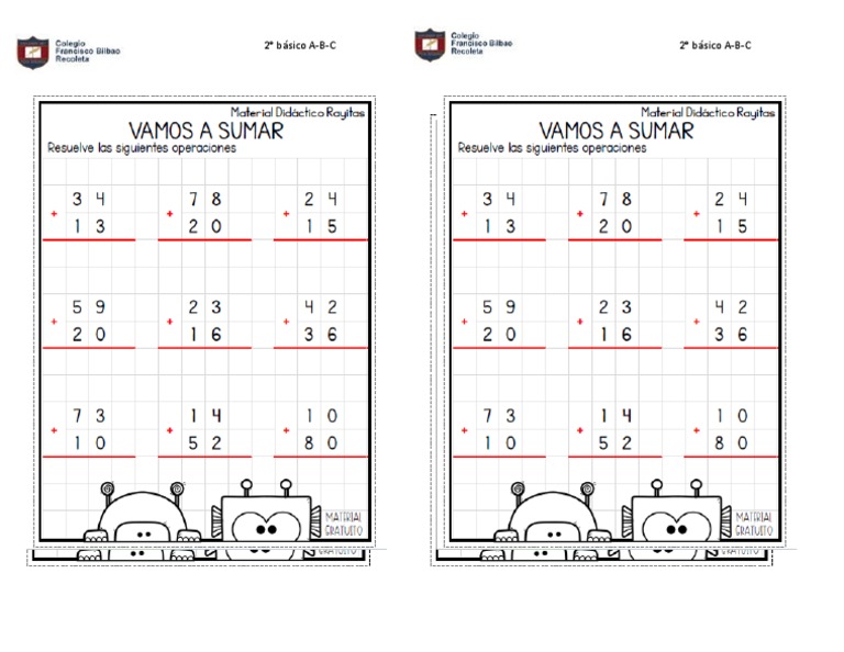 Sumas para Imprimir | PDF
