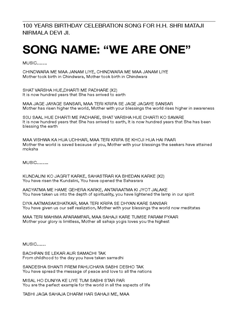 100 Years Song ENGLISH | PDF | Mind–Body Interventions | Indian Religions