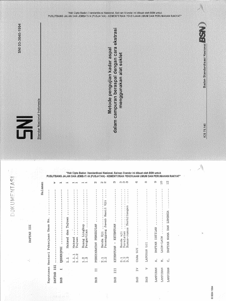Sni 03-3640-1994 | PDF