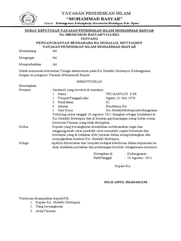 SK KPL D Ben Terbaru | PDF