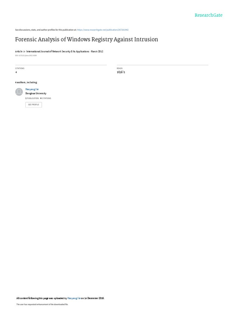 Forensic Analysis of Windows Registry Against Intr | PDF | Windows Registry | Microsoft Windows