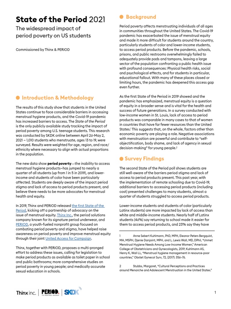 State of The Period 2021 | PDF | Menstruation | Public Health