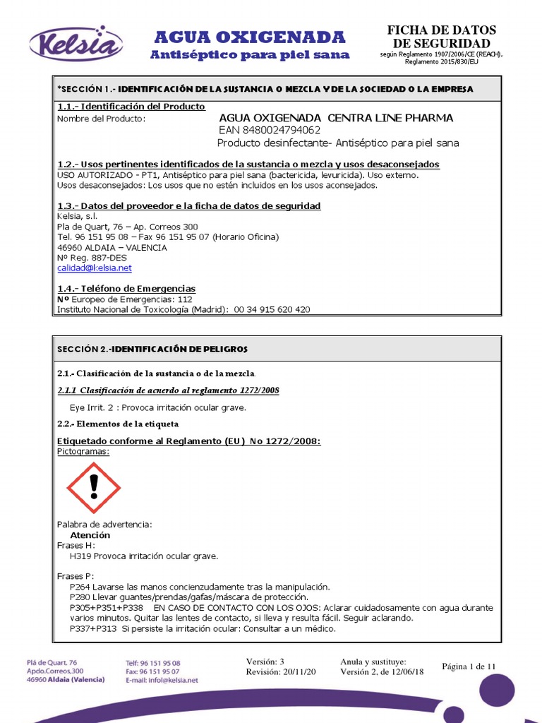 Efectos y seguridad del agua oxigenada | PDF | Ciencias fisicas | Química