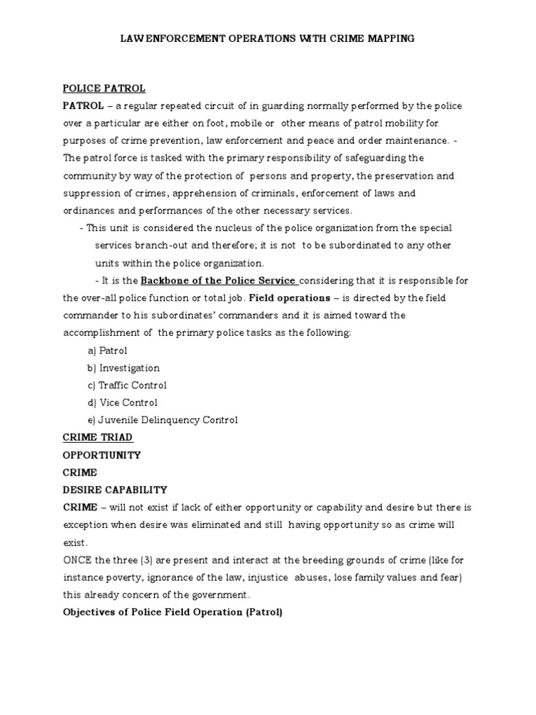 Law Enforcement Operation With Crime Mapping | PDF | Police | Police Car