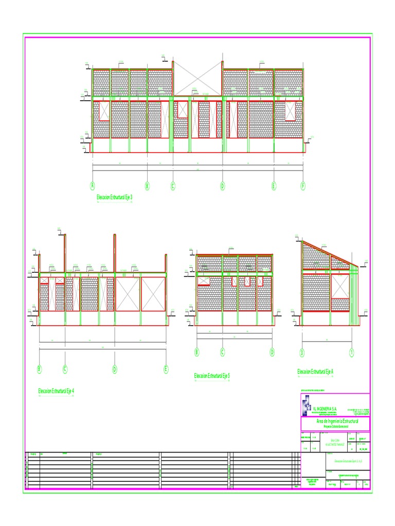 A B C D F E Elevacion Estructural Eje 3 | PDF | Ciencias fisicas | Science