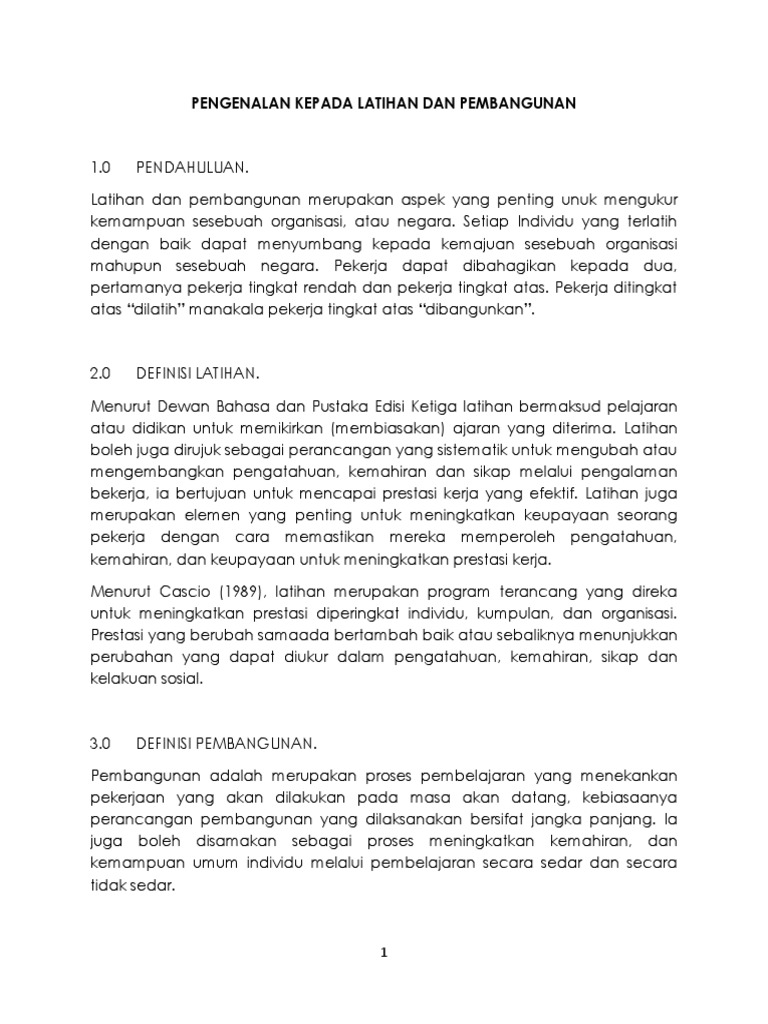 Topik 1 - Pengenalan Kepada Latihan | PDF