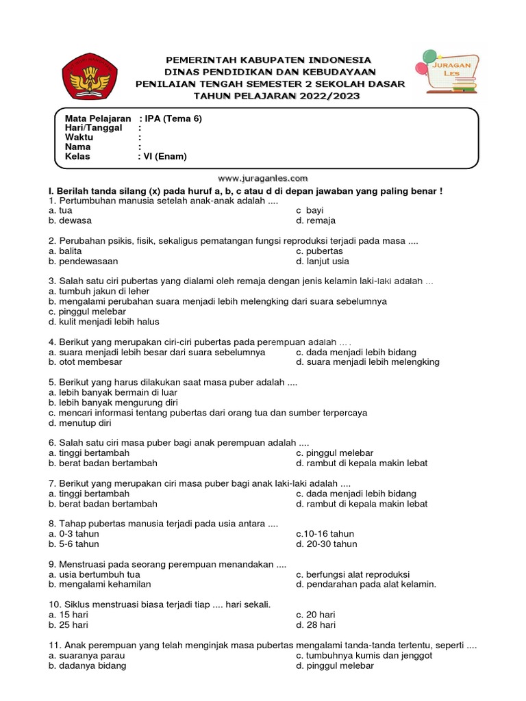 Soal Tema 6 Kelas 6 Semester 2 T.A 2022-2023 Mapel IPA | PDF
