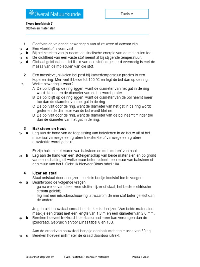 Oefentoets Natuurkunde | PDF