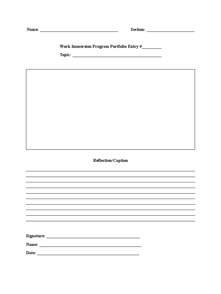 WIP Photo With Reflection & Caption Sheet | PDF