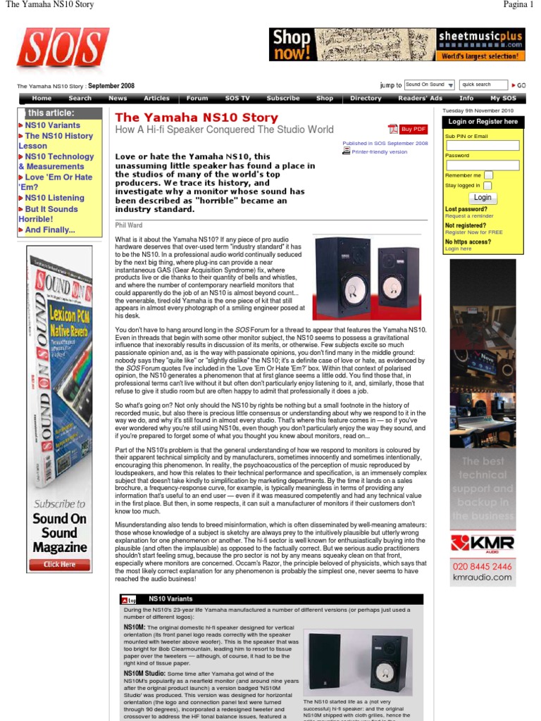 The Yamaha NS10 Story | PDF | Loudspeaker | Electronic Filter