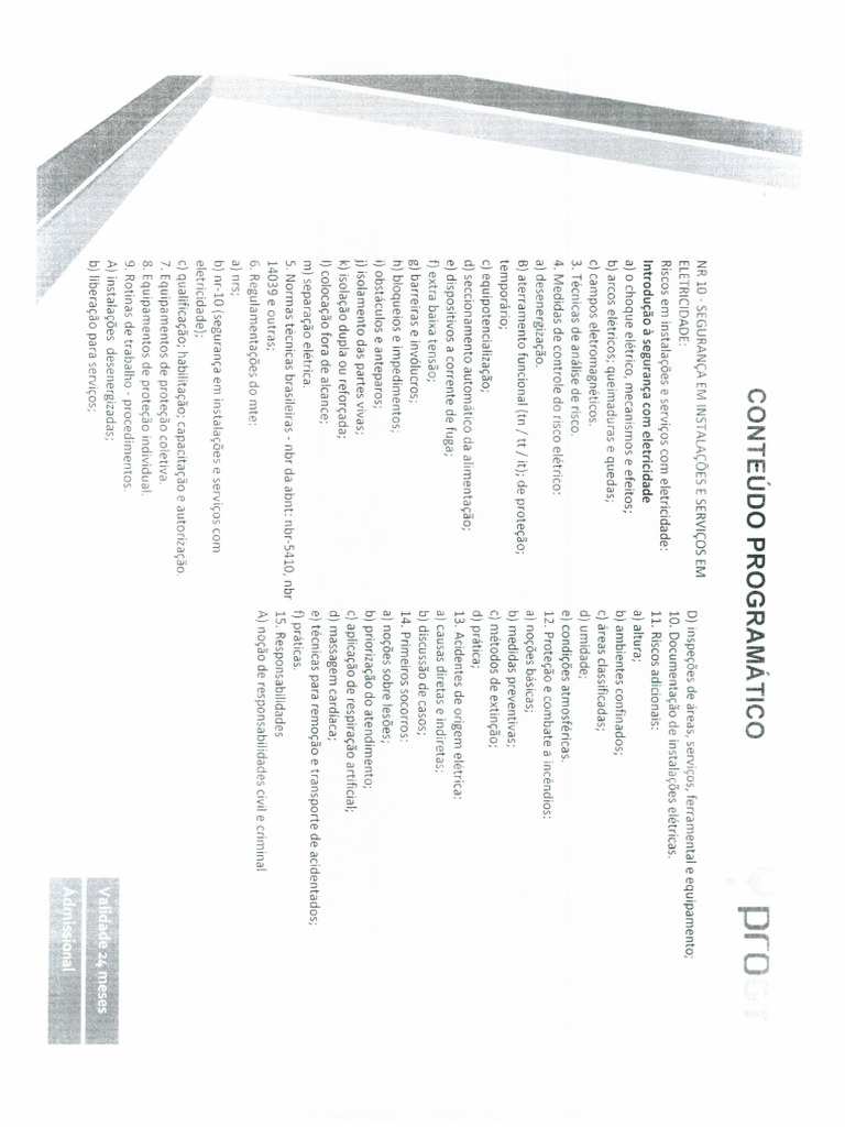 Conteudo Programático NR 10 | PDF