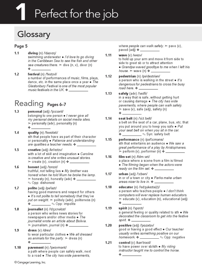 b1 Wordlist Unit 1 | PDF