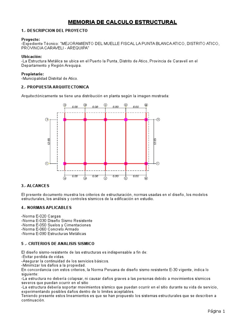 Memoria de Calculo Estructura Metalica | PDF | Hormigón | Ingeniería estructural