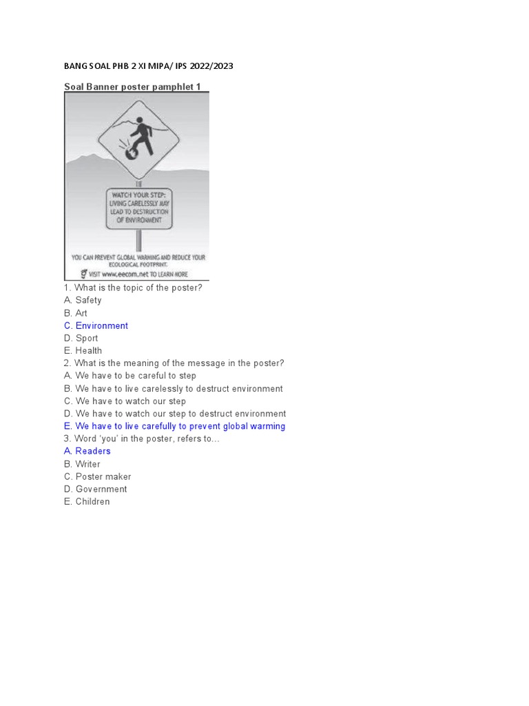 BANK SOAL PHB 2 Bahasa Inggris SMA XI MIPA | PDF