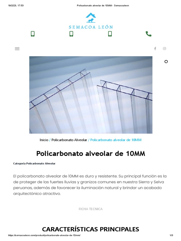 Policarbonato Alveolar de 10MM | PDF