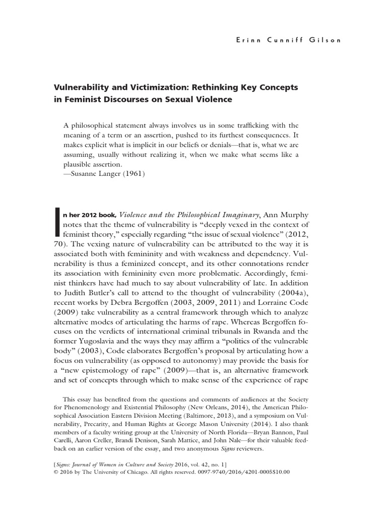 Vulnerability and Victimization - Rethinking Key Concepts in Feminist ...