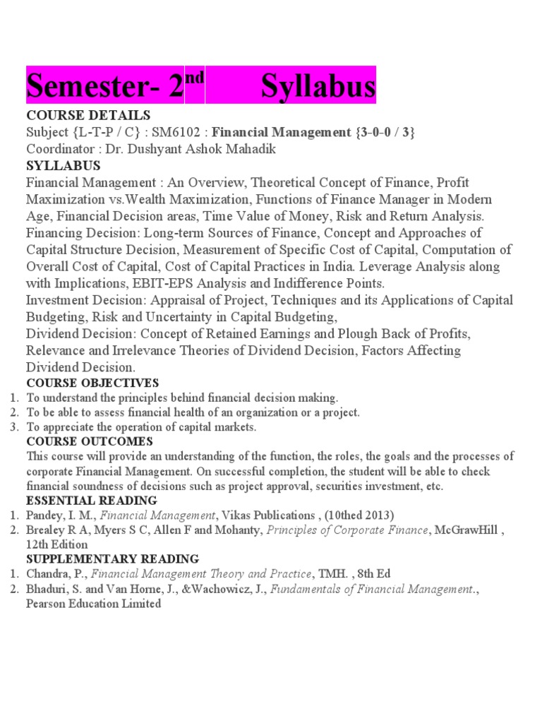 2nd Semester Syllabus | PDF