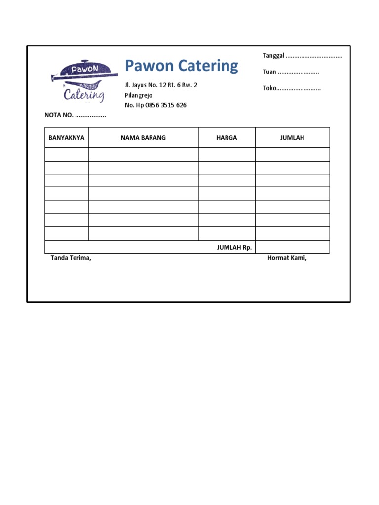 Nota Catering | PDF