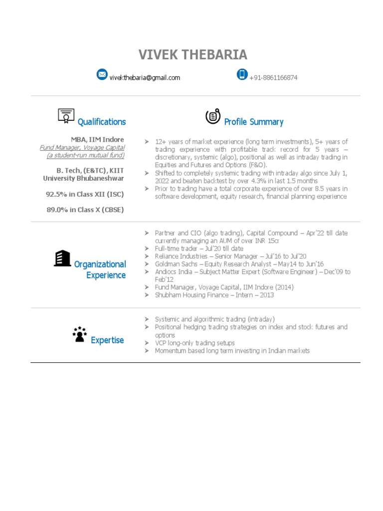 Vivek Thebaria - CV | PDF