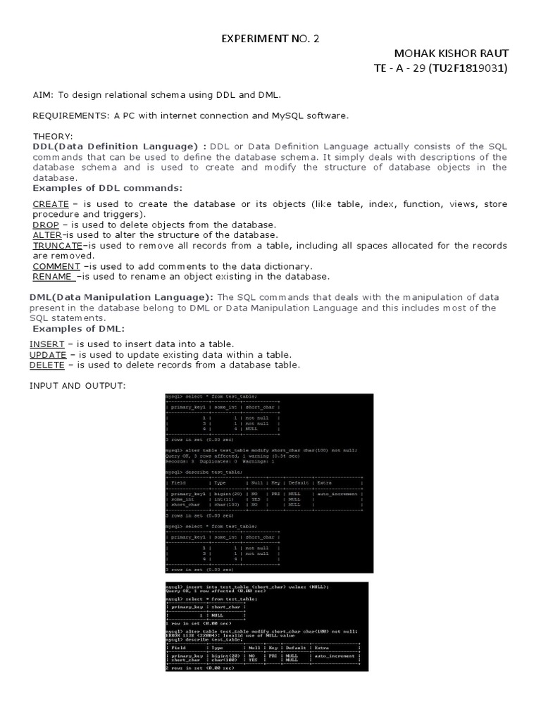 Mumbai University B E Extc Sem 5 Dbms Experiment Pdf