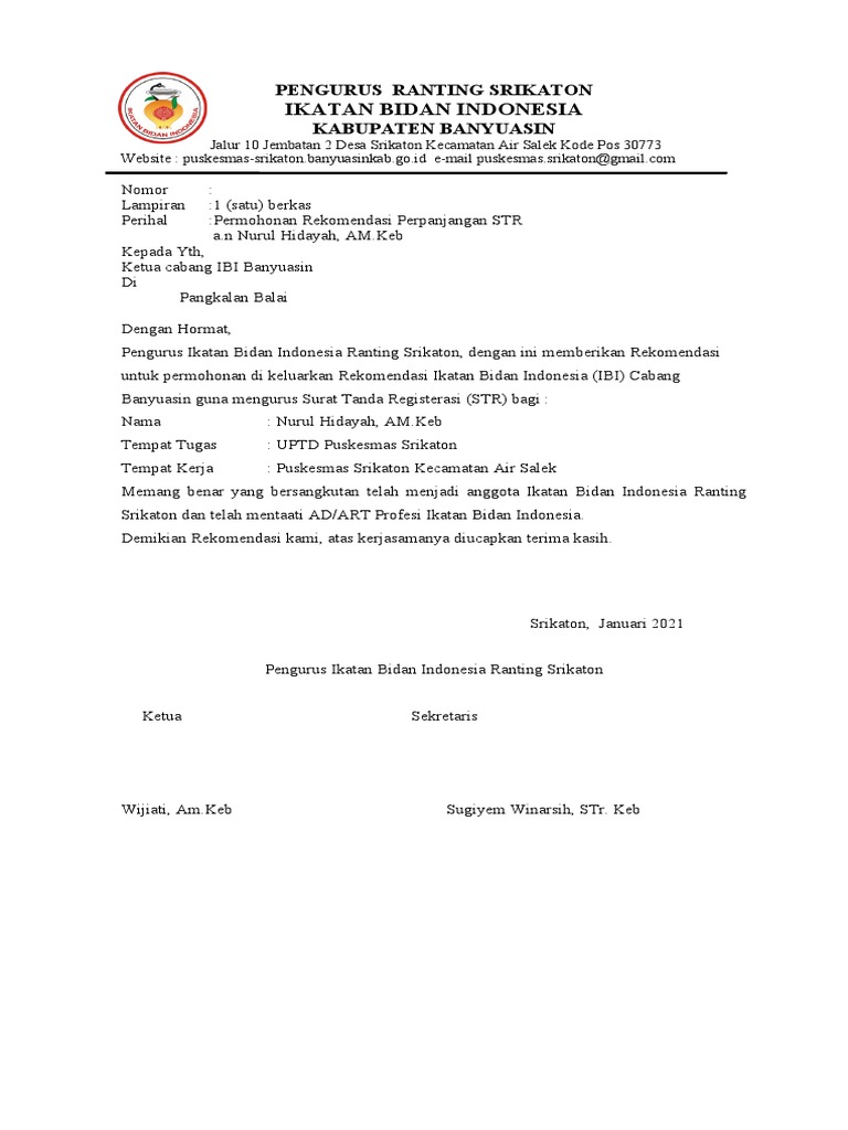 SURAT REKOMENDASI STR ibi | PDF