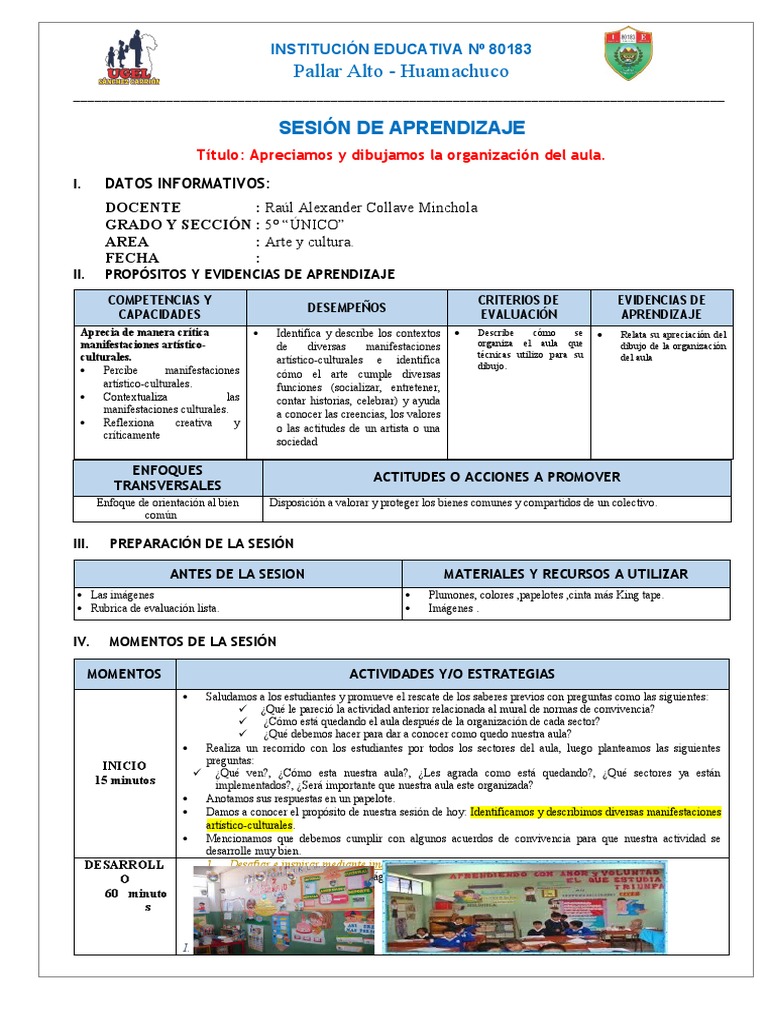 Sesion 21 Arte y Cultura | PDF | Evaluación | Salón de clases Sesion 21 Arte y Cultura | PDF | Evaluación | Salón de clases