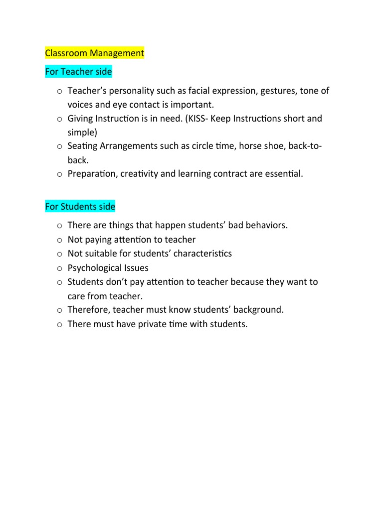 Classroom Management Assignment | PDF | Teachers | Classroom Management