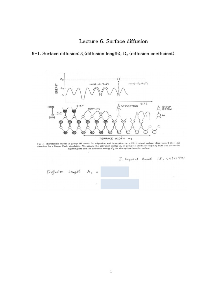 Lecture 6. Surface Diffusion | PDF | Diffusion | Physical Chemistry