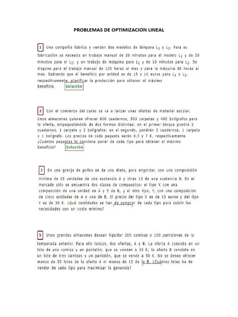S-02 Problemas Optimizacion Lineal | PDF