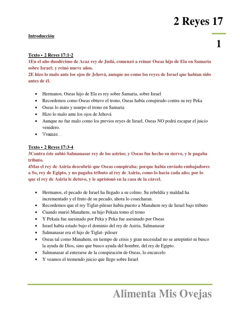 2 Reyes 17 | PDF | Samaria | Asiria
