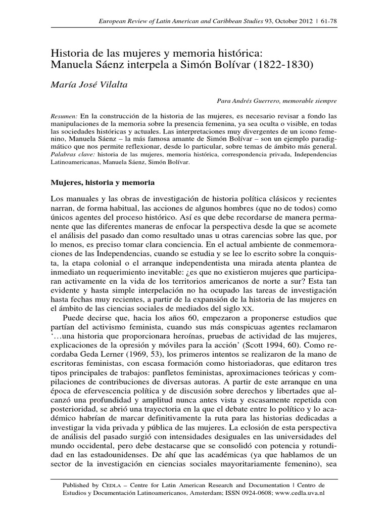 Historia de Las Mujeres y Memoria Histórica: Manuela Sáenz Interpela A ...