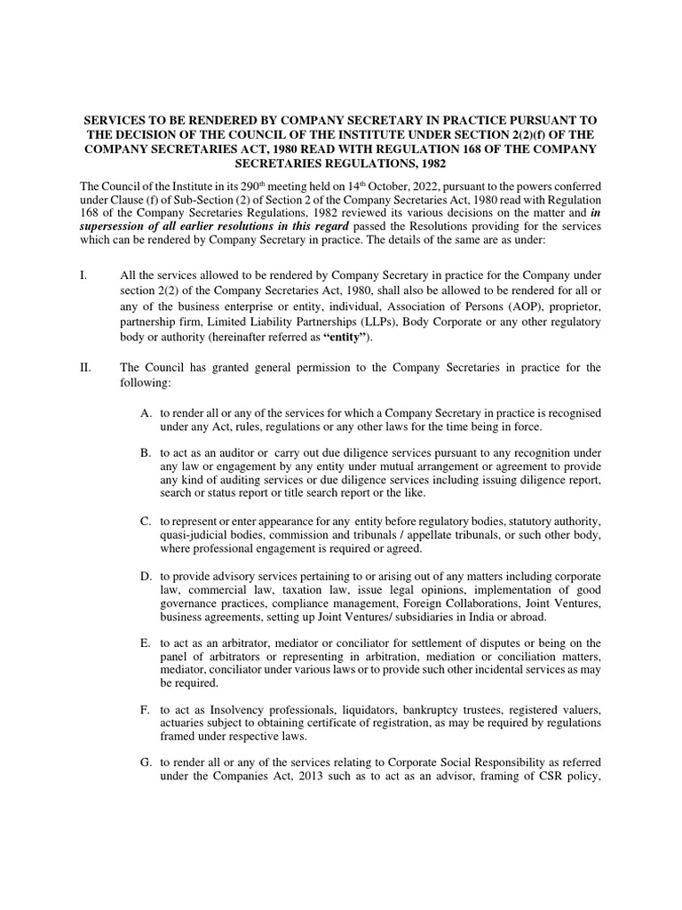 Supersession of All Earlier Resolutions in This Regard Passed The ...