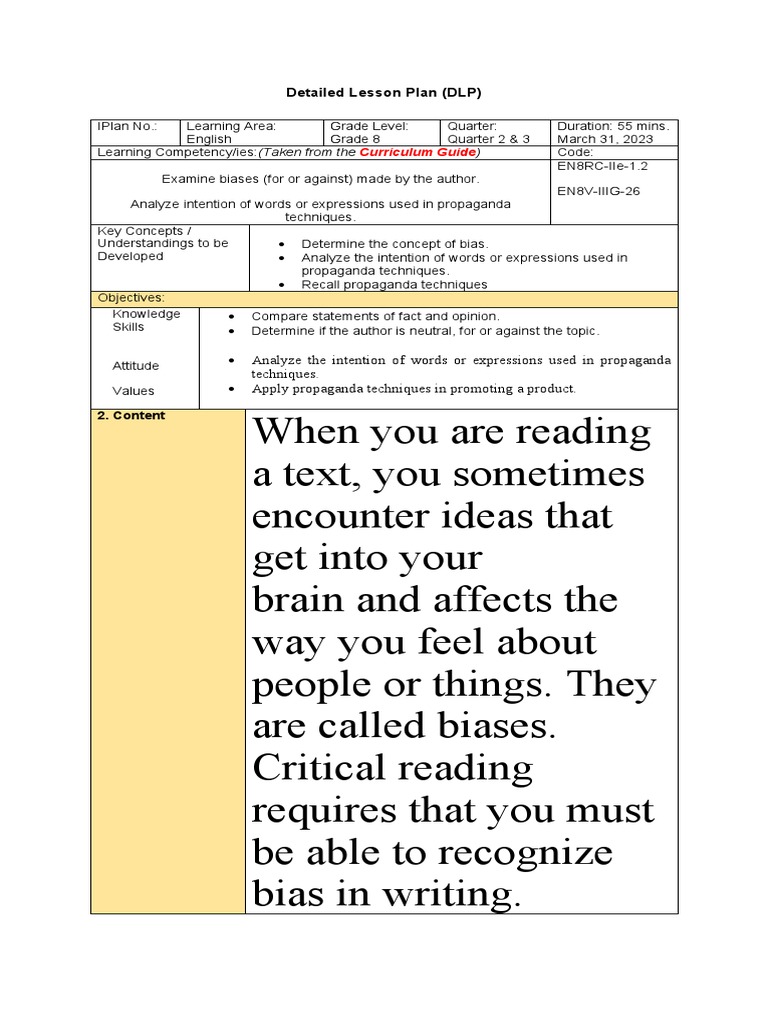 Grade 8 LP | PDF | Bias | Propaganda