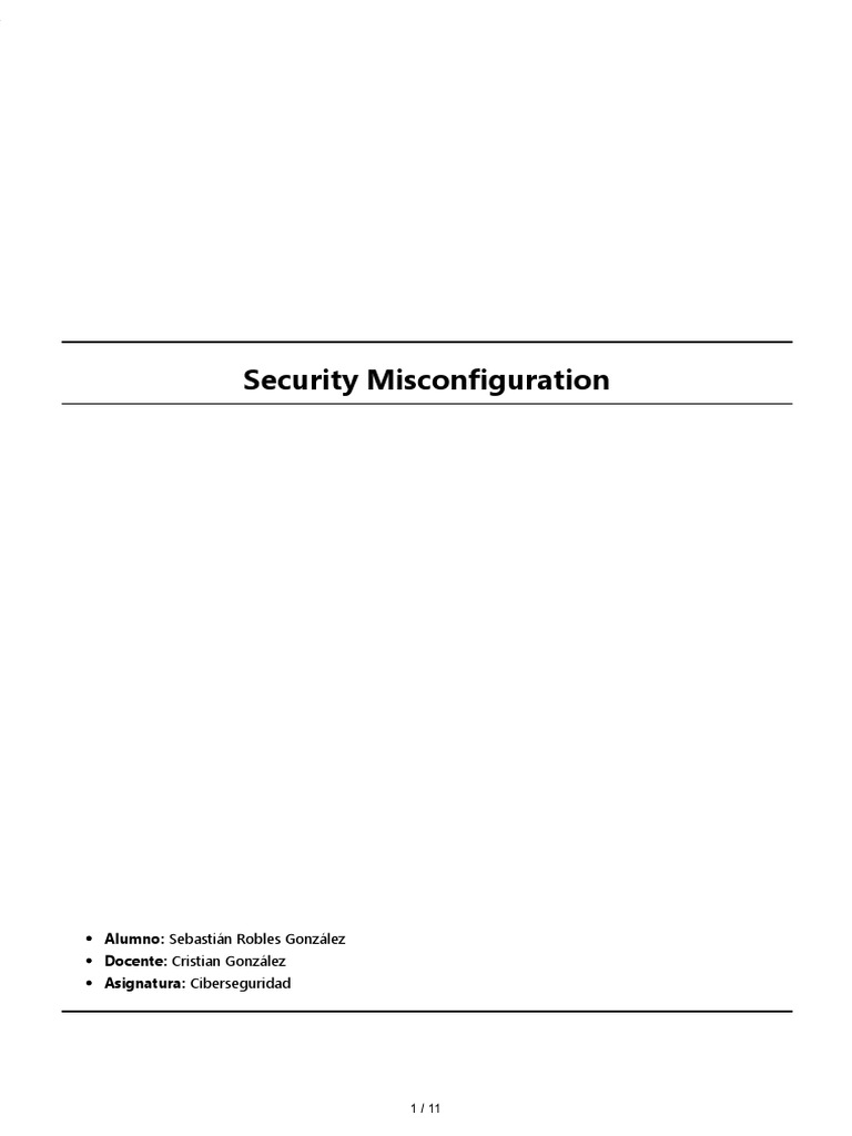 Security Misconfiguration Informe | PDF | Contraseña | Software de la aplicacion