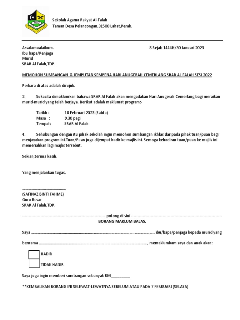 Surat Jemputan Hari Anugerah | PDF Surat Jemputan Hari Anugerah | PDF