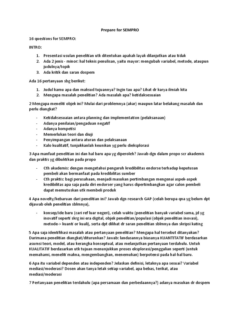 Prepare For SEMPRO | PDF