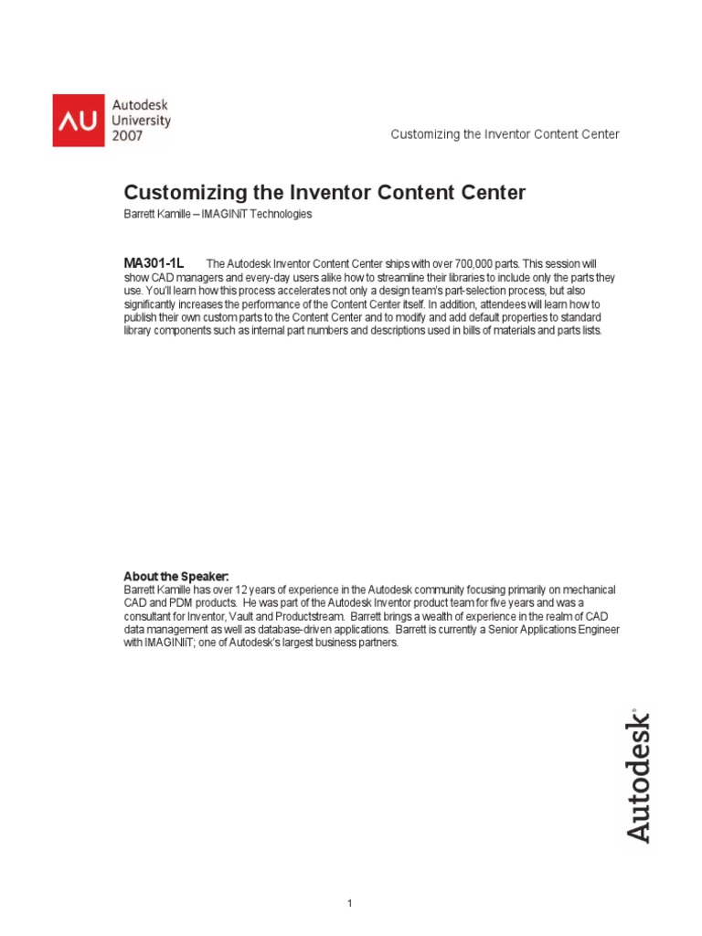 Customizing The Inventor Content Center | PDF | Backup | Computer ...