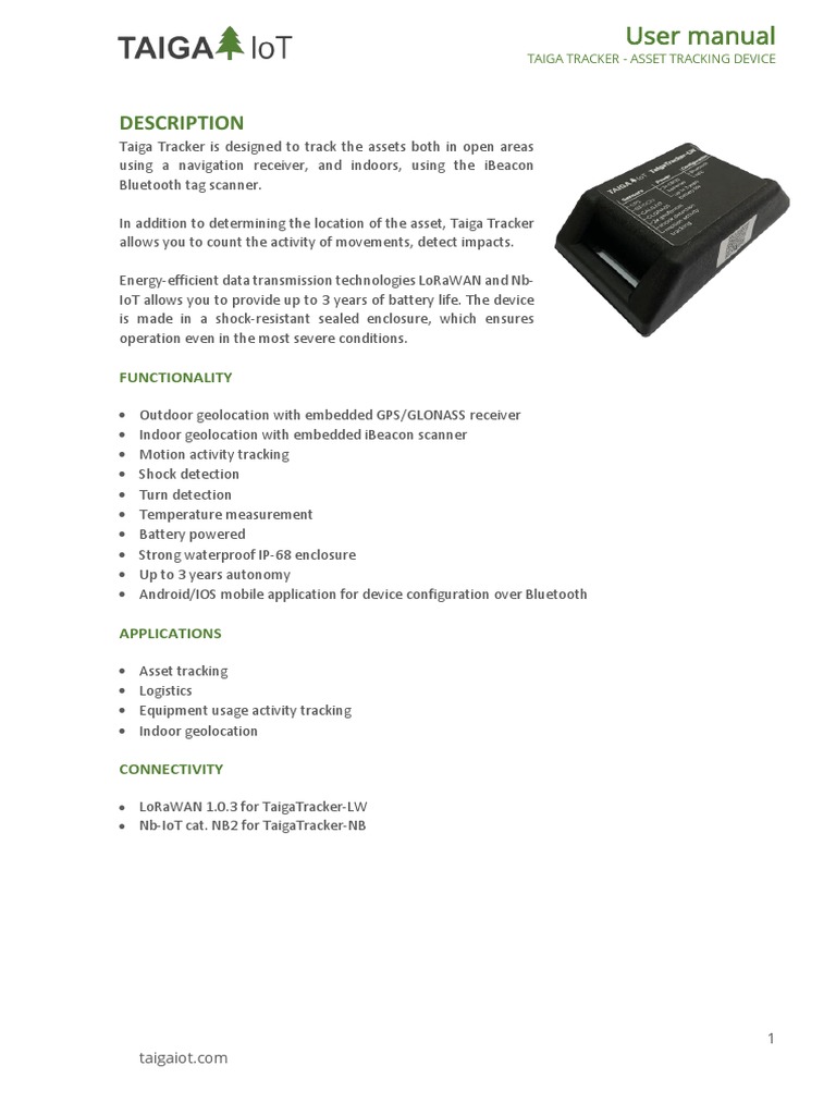 User Manual Taiga Tracker - en | PDF | Electronics | Computer Engineering