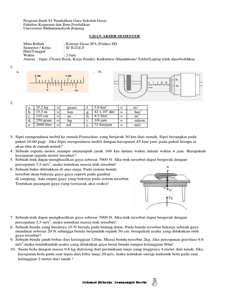 Soal Uas Fisika | PDF | Sains & Matematika