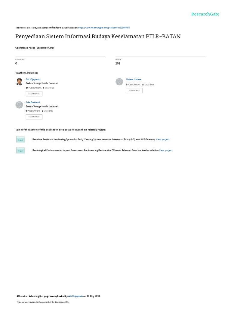 Penyediaan Sistem Informasi Budaya Keselamatan PTLR-BATAN: Conference ...