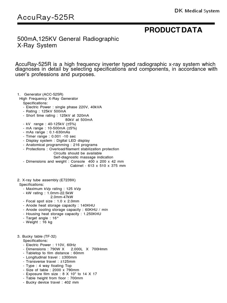 Accuray 525r Product Data | PDF