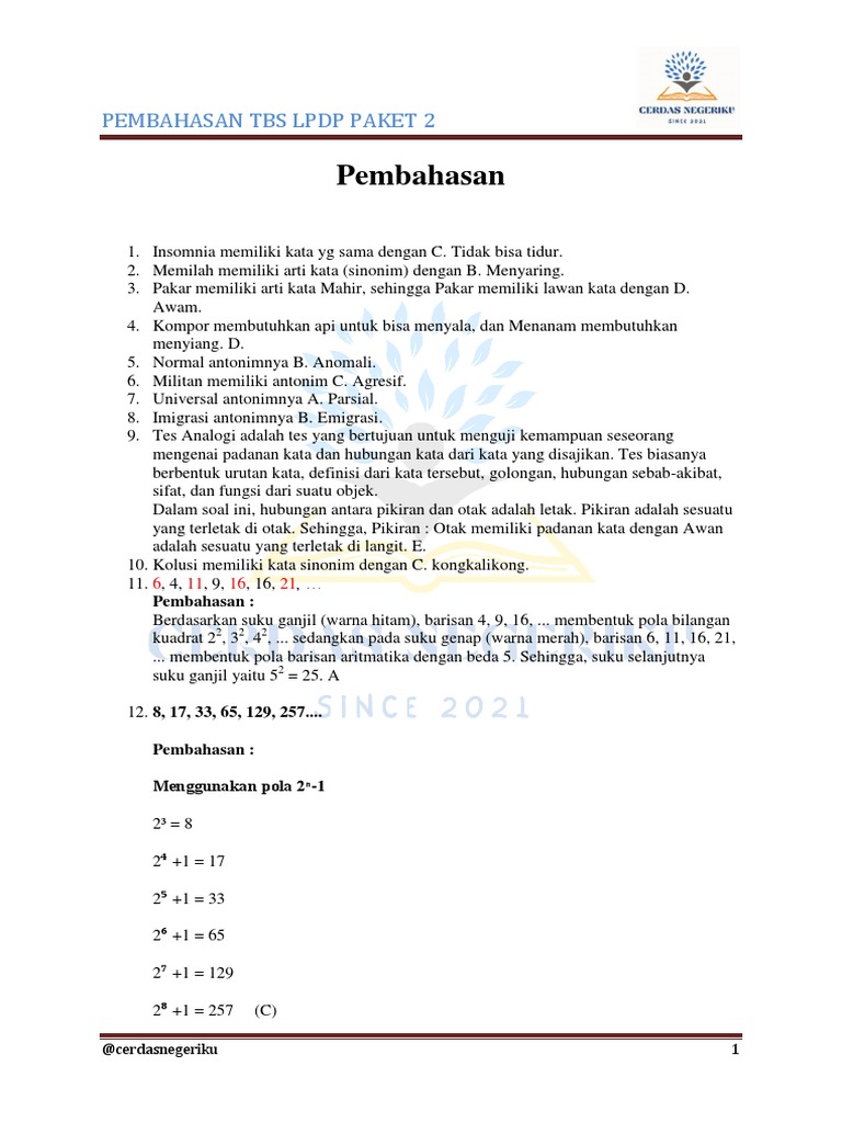 Pembahasan: Pembahasan Tbs LPDP Paket 2 | PDF | Metode & Bahan Ajar