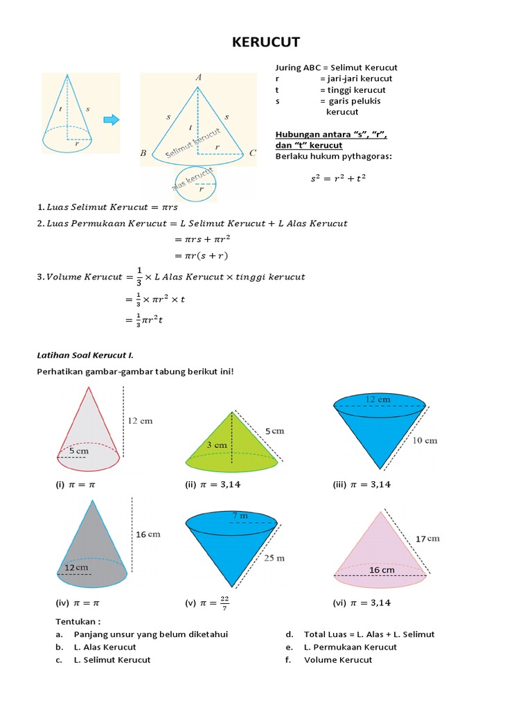 Smt2 - 5.2 Bangun Ruang Sisi Lengkung - KERUCUT | PDF