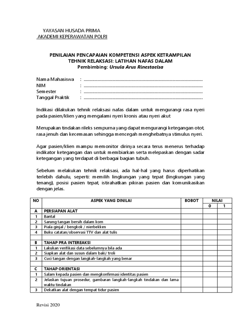 ELSA - SOP Tehnik Relaksasi Nafas Dalam 2020 | PDF ELSA - SOP Tehnik Relaksasi Nafas Dalam 2020 | PDF