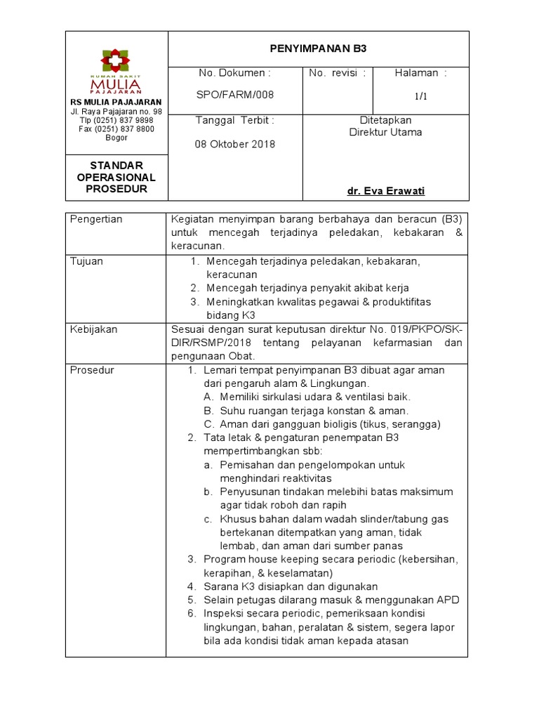 Penyimpanan B3: Rs Mulia Pajajaran | PDF