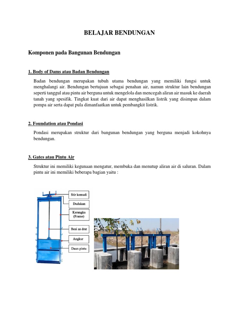 Komponen dan Fungsi Bendungan | PDF | Griya & Taman | Teknologi & Rekayasa